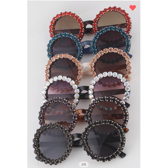 Accessories | Opulence Round Rhinestone Sunglasses | Poshmark